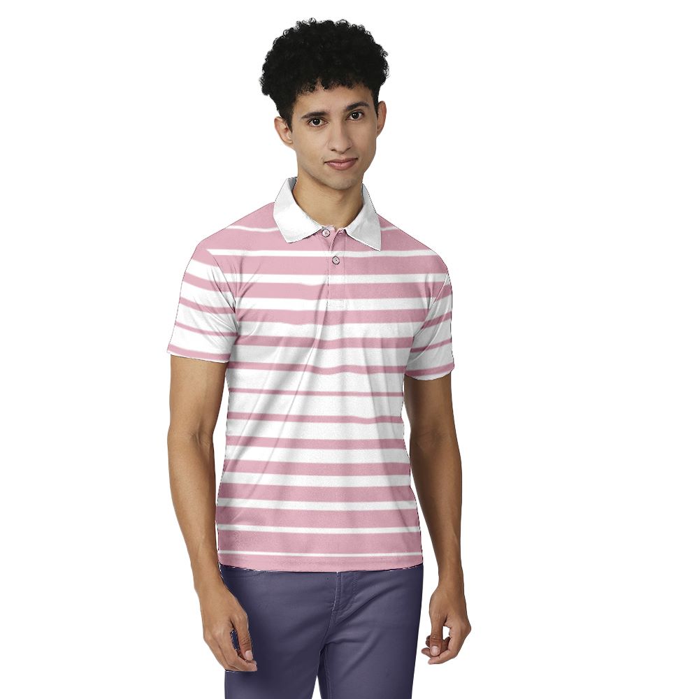 Unirec Pink Striped Polo T-Shirt
